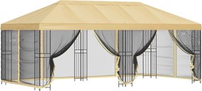 Altán s bočními stěnami 6 x 3 m Krémová Polyester a ocel 3375995