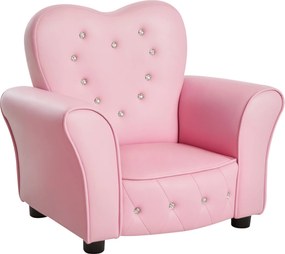 HOMCOM Dětská pohovka Dětské křeslo Princeznovský mini pohovka do dětského pokoje srdcového tvaru Růžová L59 x Š41,5 x V49 cm | Aosom