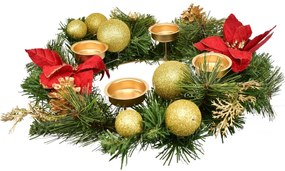 Adventní věnec zdobený Poinsetie, 33 cm
