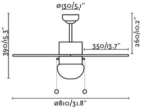 FARO 33179 - Stropní ventilátor PALAO 1xE14/40W/230V