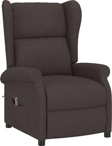 Elektrické polohovací křeslo ušák tmavě hnědé textil 3098324