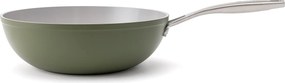 Elmich Nepřilnavá keramická pánev wok Zen Ø 28 cm - olivově zelená