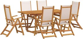 7dílný zahradní jídelní set masivní akáciové dřevo a textilen 3279283