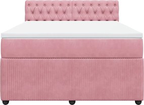 Box spring postel s matrací růžová 140x200 cm samet 3290069