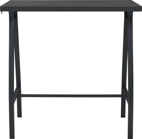 Zahradní barový stůl Budock - 110x60x110 cm - tvrzené sklo | černý