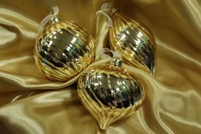 Zlaté lesklé závěsné vánoční ozdoby 3-set