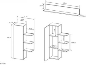 Obývací stěna EUFALA - dub kraft zlatý / antracitová