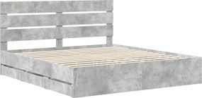 Rám postele s čelo Betonově šedá 180 x 200 cm Inženýrské dřevo 3411815