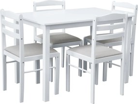 Jídelní set 1+4, bílá/béžovošedá, SOMIN