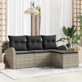 Set pohovek 4 ks Světle šedá polyratan 3354661