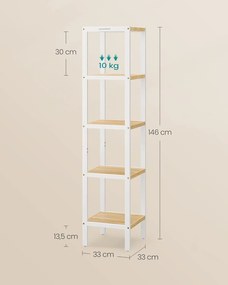Bambusový koupelnový regál Koli bílý/hnědý