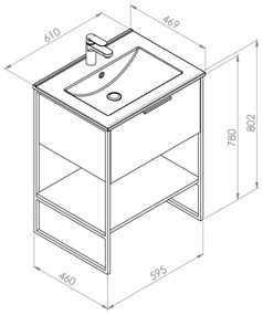 BPS-koupelny Koupelnová skříňka s keramickým umyvadlem Kubus W 60