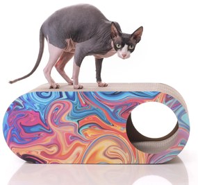 Ekomazlíček Škrabadlo pro kočky ELIPSE colour Hloubka škrabadla: 40 cm, Motiv: Abstract