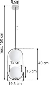 Závěsné svítidlo Florence, 2x bílé skleněné stínítko, ch, U