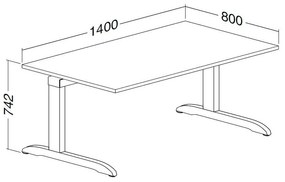 Stůl ProOffice C 140 x 80 cm, buk