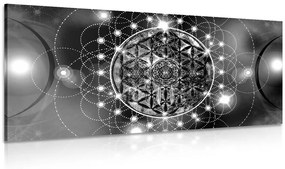 Obraz okouzlující Mandala v černobílém provedení - 120x60 cm