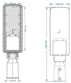 ShopJK POULIČNÍ LED LAMPA Ox 100W IP65 5000K