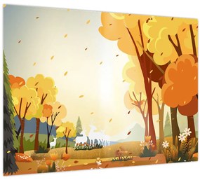 Obraz - Podzimní krajina, ilustrace (70x50 cm)