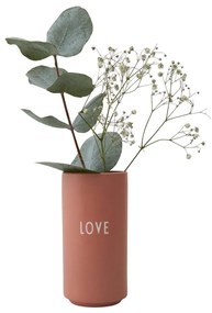 Růžová porcelánová váza Design Letters Love, výška 11 cm