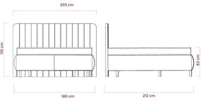 Čalouněná postel s matracemi a úložným prostorem ALEXA 180x200 cm béžová