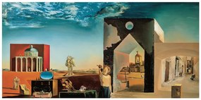 Umělecký tisk Předměstí paranoidního kritického města, Salvador Dalí, (100 x 50 cm)