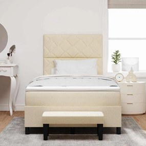 Postel s boxspringem s čelo Krémová 120 x 190 cm textil 3344133