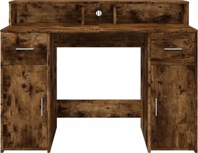 Psací stůl s LED kouřový dub 120 x 55 x 91 cm kompozitní dřevo 3309415