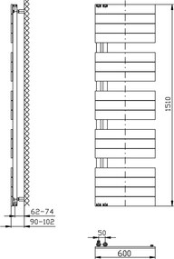 Aqualine Aqualine, MILI topné těleso 600x1510 mm, černý mat, DC646T