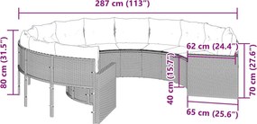 Zahradní pohovka s poduškami kulatá béžová polyratan 3318533