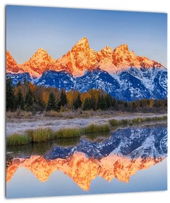 Obraz zasněžených horských štítů (30x30 cm)