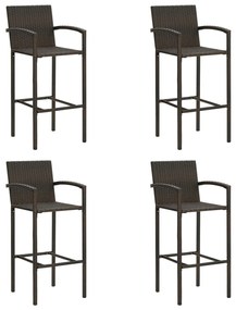 vidaXL Barové stoličky 4 ks hnědé polyratan