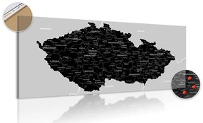 Obraz na korku moderní černo-šedá mapa Česka