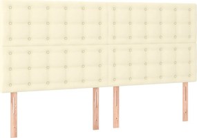 Čelo postele s LED krémové 200x5x118/128 cm umělá kůže 3122534