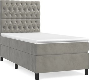 Box spring postel s matrací světle šedá 80 x 200 cm samet 3143169