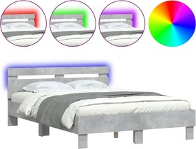Rám postele s čelem a LED osvětlením betonově šedý 120 x 200 cm 3207556