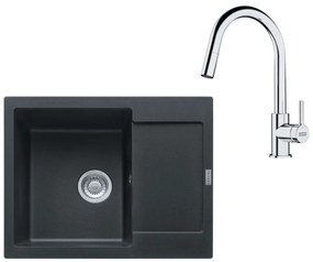 Franke - Kuchyňský set G256O, fragranitový dřez MRG 611-62 a baterie FS 3229.031, onyx/chrom 114.0700.712