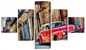 Vícedílný obraz Staré Americké Auto A Havanské Budovy Nedostatek Nedostatek Přírodní plátno 250x150