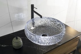 Sapho Sapho, GAVIOTA gravírované skleněné umyvadlo na desku Ø 42 cm, černá, TY306