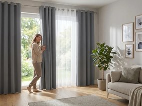 Světle šedý závěs OXFORD 140x250 cm Zavěšení: Kovové kroužky