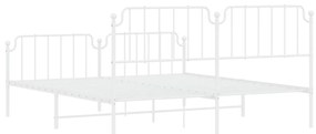 Kovový rám postele s hlavovým a nožním čelem bílý 183 x 213 cm,  373959