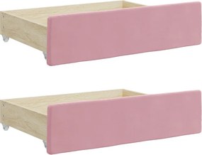 Válenda s přistýlkou a zásuvkami růžová 80 x 200 cm samet 3197345