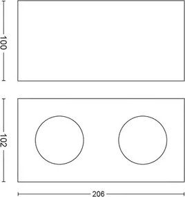 Philips Box 2x4,5W černá / LED stropní bodové svítidlo / 1000 lm / 220