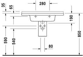 Duravit Starck 3 - Nábytkové umyvadlo 85x48,50 cm s 1 otvorem pro armaturu, bílé 0304800000
