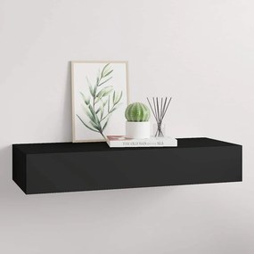 Nástěnná police se zásuvkou černá 60 x 23,5 x 10 cm MDF 330257