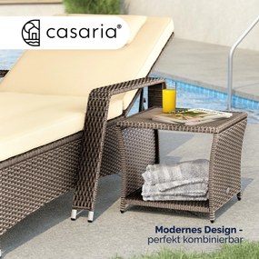 Casaria Polyratanový stolek VEDIS krémový 45×45×40 cm