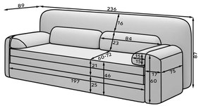 Béžová sametová rozkládací/s úložným prostorem pohovka 236 cm Elioss – ELTAP