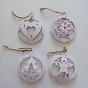 Vánoční ozdoba na stromeček anděl, 9,5 × 8 cm, kovová s patinou, k zavěšení