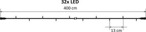 Hobby Line LED světelný řetěz, venkovní, 4 m, modrý, 32 diod, tmavě zelený kabel, IP44, prodlužovací