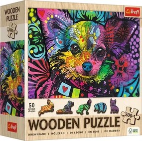 TREFL Wood Craft Origin Dřevěné puzzle Barevné štěně / 501 dílků / 37,