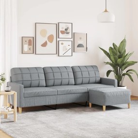 3místná pohovka s podnožkou světle šedá 210 cm textil 3278249